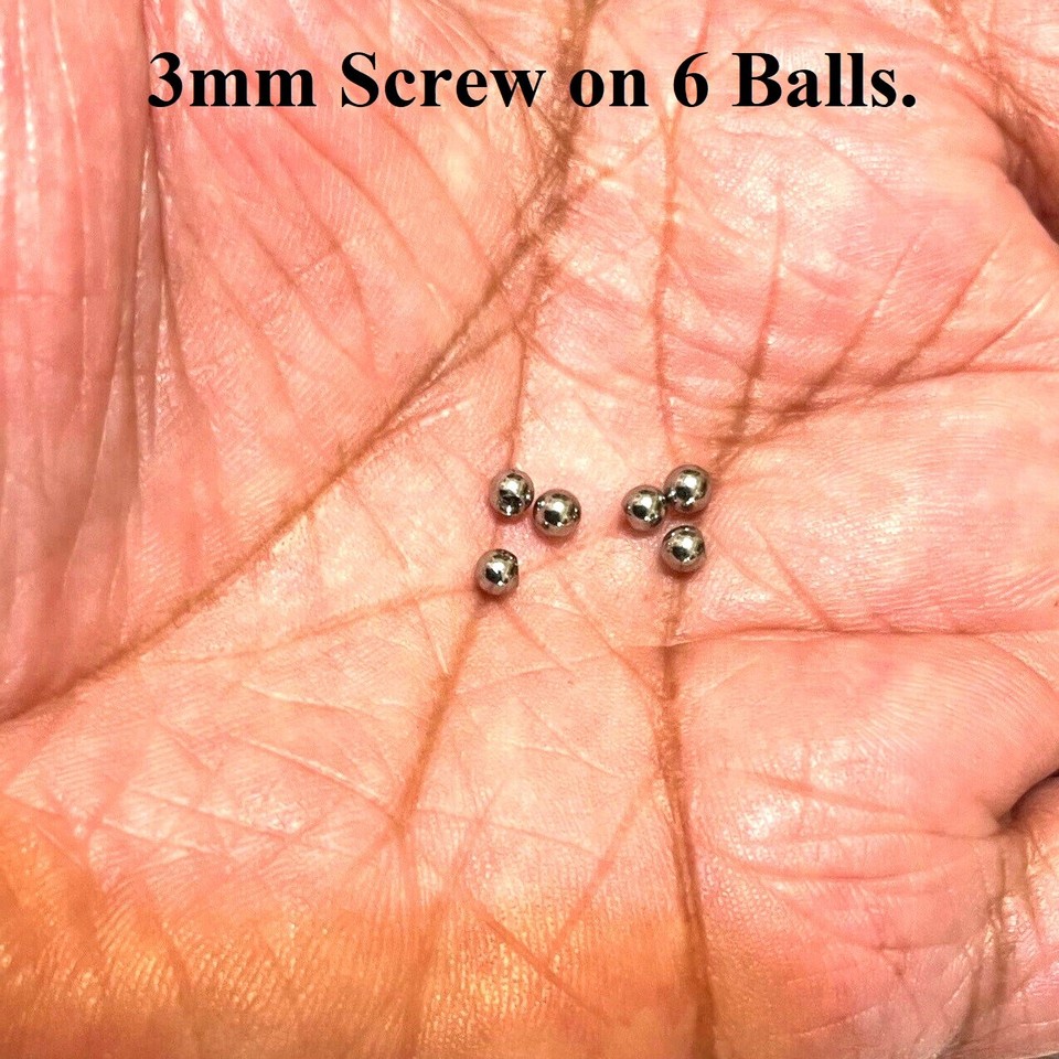 Surgical Steel 3 4 5 6 7 8 10 12 14 16 & 18mm SCREW ON SPARE BALLS 14g ...