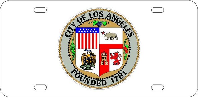 #LP099 (1) Los Angeles City Seal License Plate White Plate Laminated ...