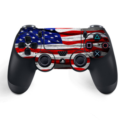 Skins Decal Wrap for PS4 / PS4 Pro Controller - American Flag on Wood ...