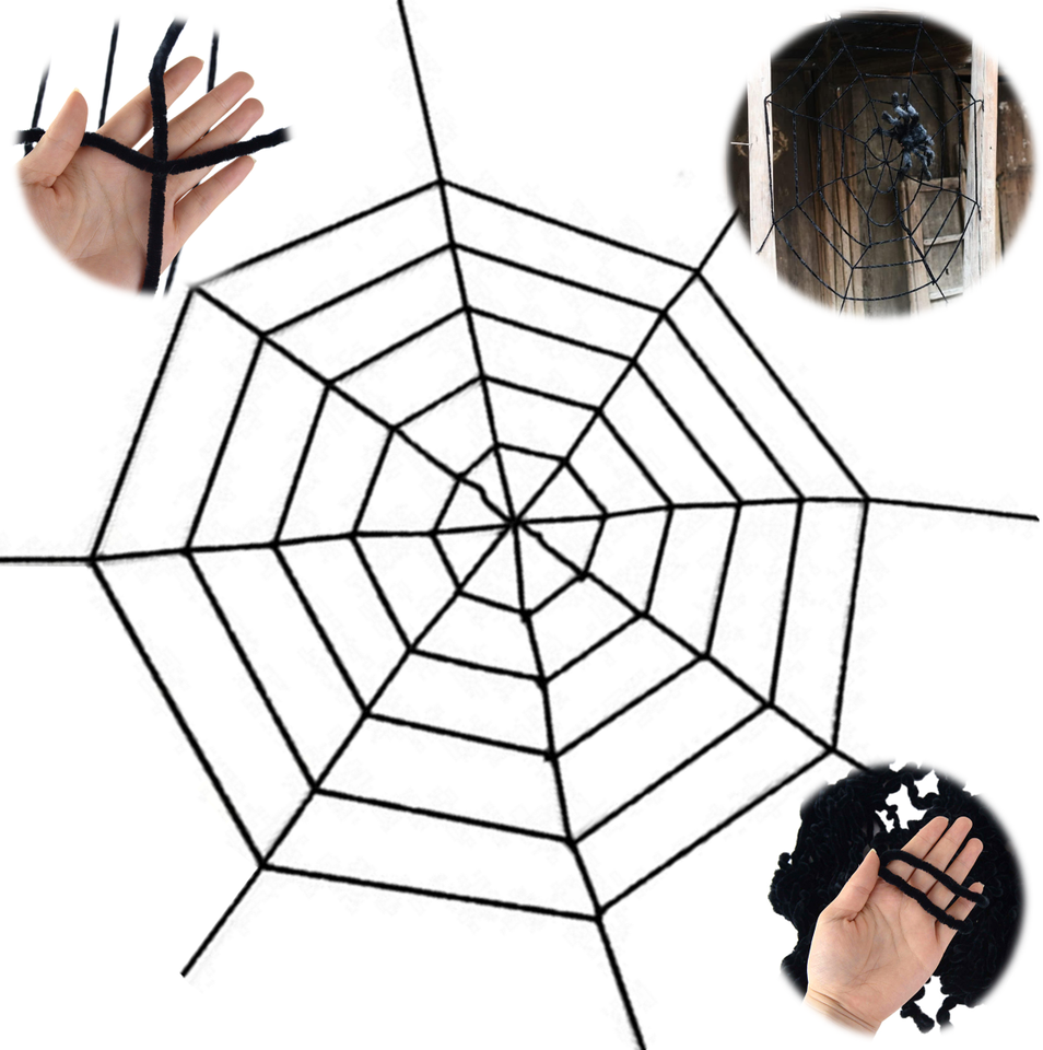 Spider Webs Halloween Plush Home & Garden Decorations 4ft Black Indoor ...