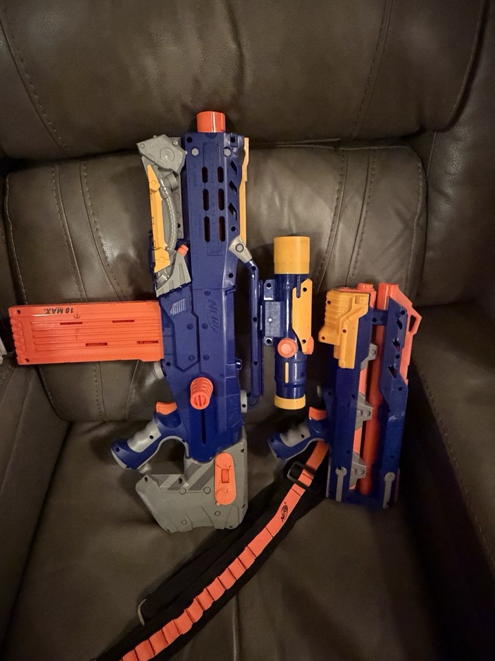 NERF N Strike Longshot CS 6 DART Gun w/ LONG Mag & Front Blaster + Ammo ...