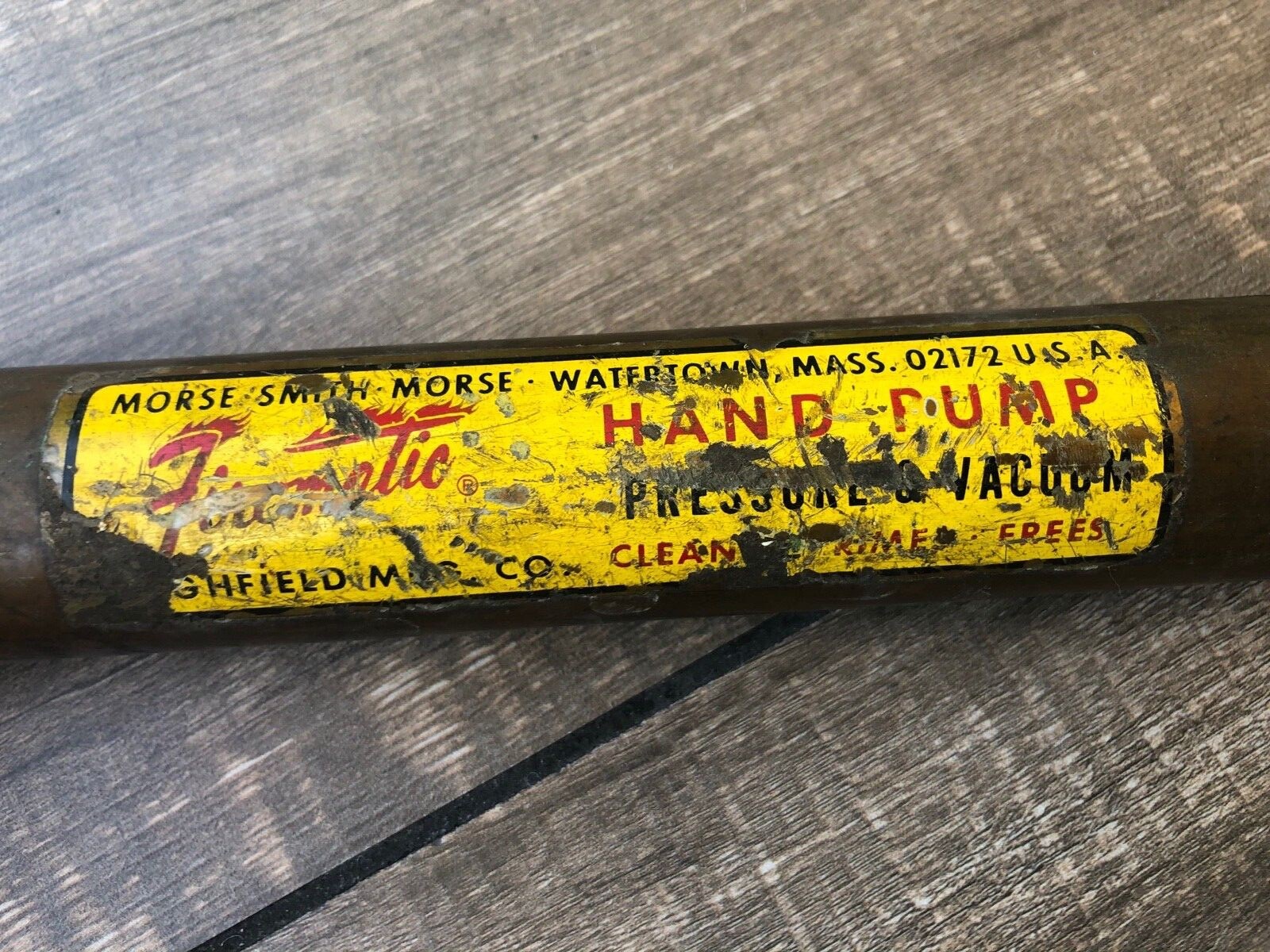 BRASS FIROMATIC HAND PUMP PRESSURE & VACUUM MORSE SMITH / HIGHFIELD MFG ...