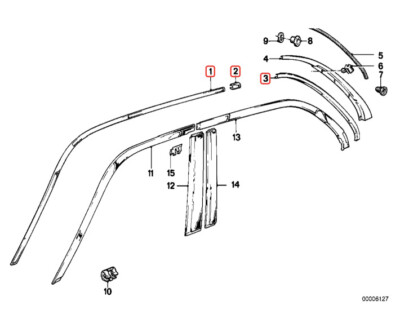 BMW E30 316 318 325i Exterior trim, Moulding roof left Crome 2/4-DOOR ...