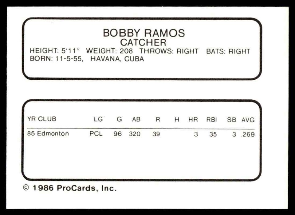 1986 ProCards Iowa Cubs Bobby Ramos Iowa Cubs #24 | eBay