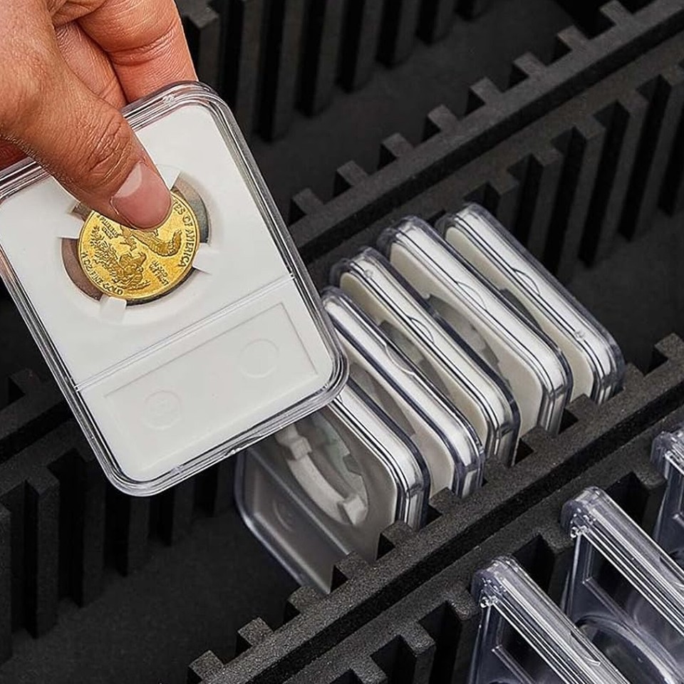 110pcs Aluminum Frame Storage Case Trading Card Box Slab Coin Holder f ...