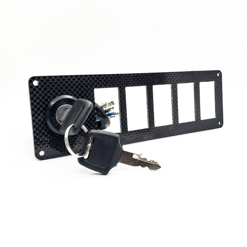 Carbon Fiber Plate Key Ignition 5 Slots Rocker Switch Panel Mounting ...