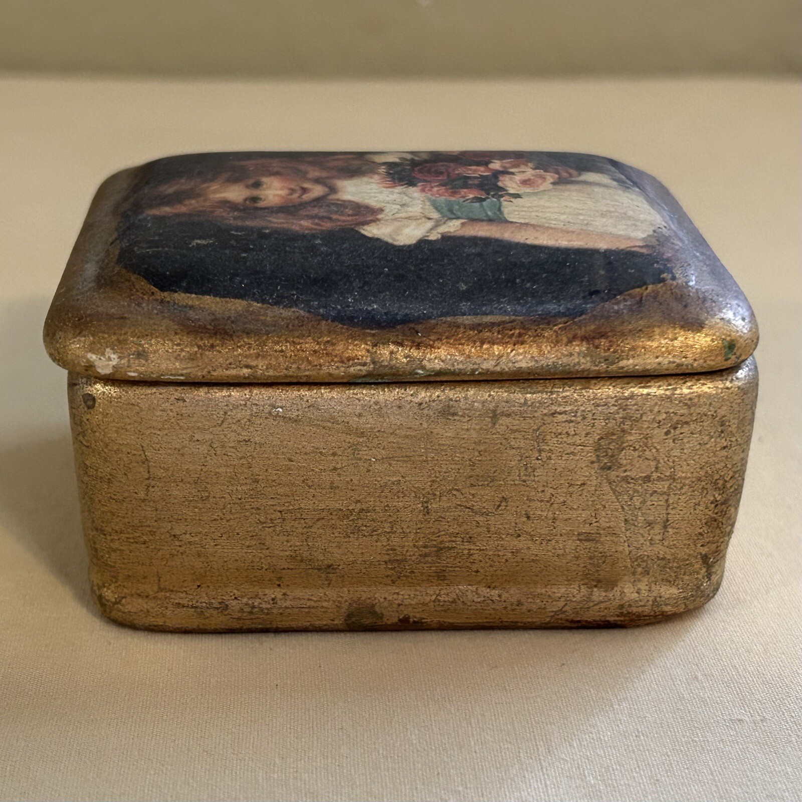 Decoupage Trinket Box Handmade in Italy Ceramic Pretty Girl on Lid | eBay