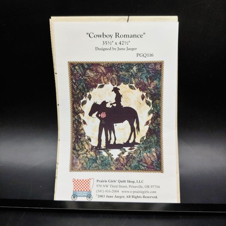Prairie Girl's Cowboy Romance Applique Quilt Pattern - 35x42 June ...