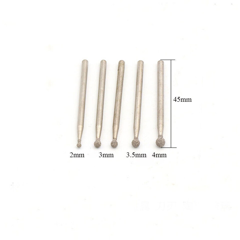 2/3/3.5/4mm Brazing Ball Round Diamond Burr Grinding Bit for Dremel ...