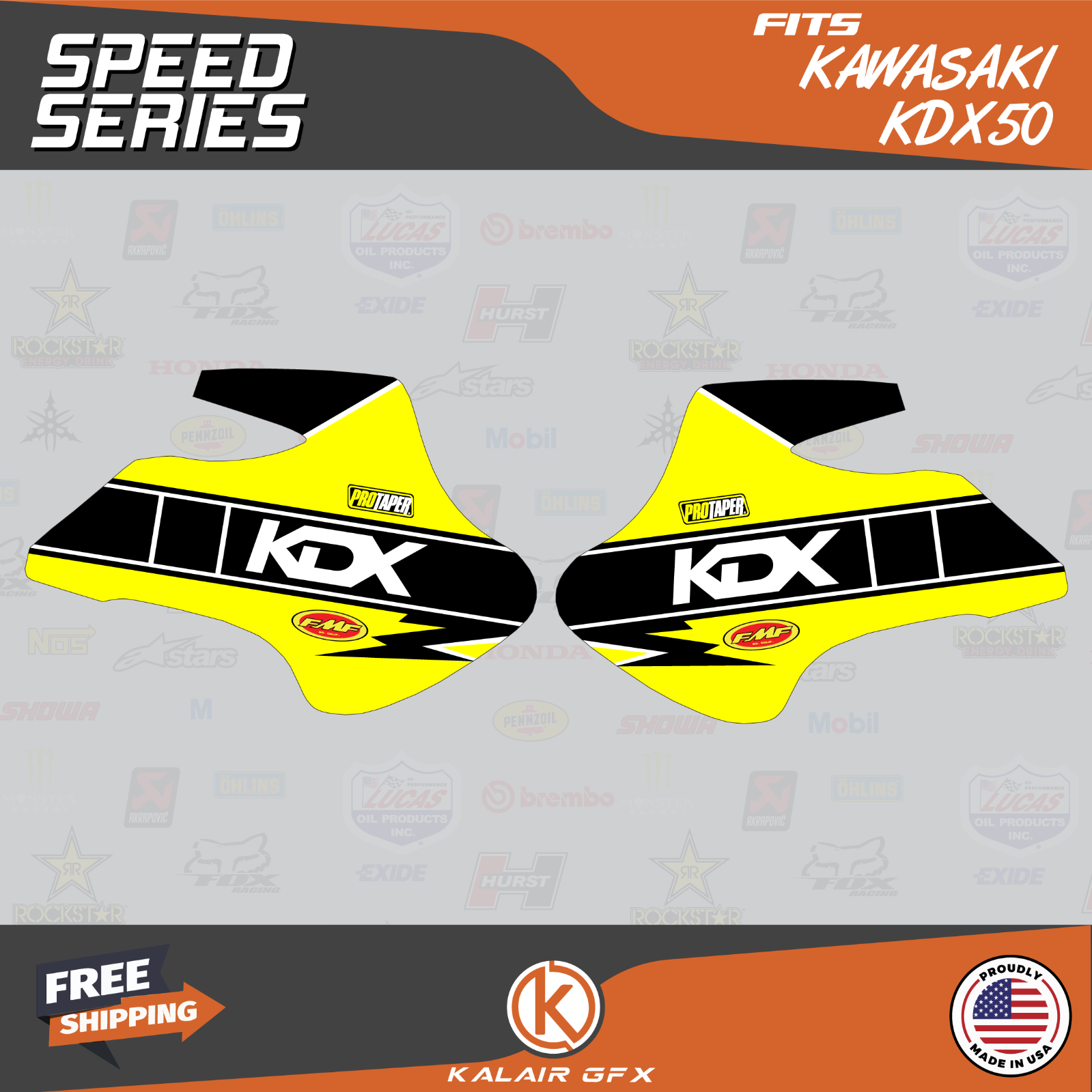 Graphics Kit for KAWASAKI KDX 50 KDX50 Speed Series- Yellow | eBay