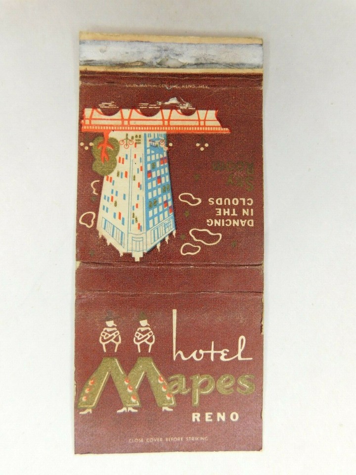Hotel Mapes Reno Dancing In The Clouds Sky Room Vintage Matchbook Cover ...