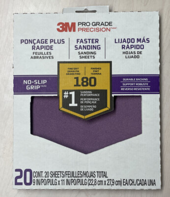 3M 20 Pk 9"x 11"- 180 Grit Pro Grade Sandpaper Cubitron Bulk 5PK (100 ...