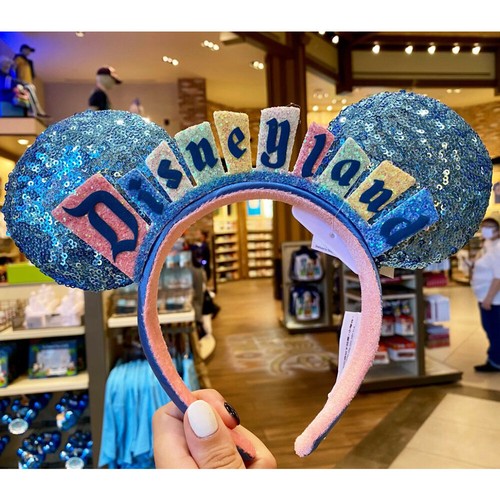 Disneyland Marquee Sign Disney* Parks Blue Sequins Minnie Mickey Ears ...