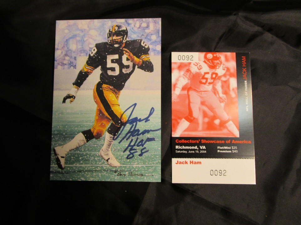 Jack Ham Autographed Pittsburgh Steelers Goal Line Art In Blue Card HOF ...