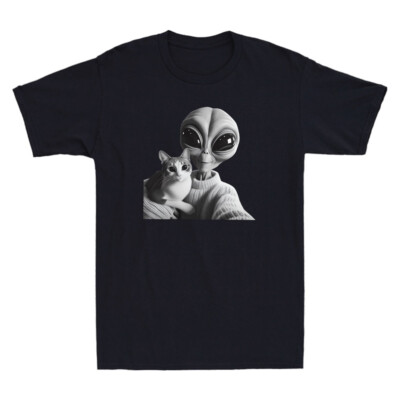 Alien Cat Selfie Funny Alien Holding Cat Selfie Photo Meme Vintage Men ...