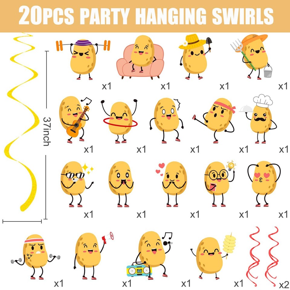 20PCS Potato Party Hanging Swirls Streamers for Potato-Themed Party ...