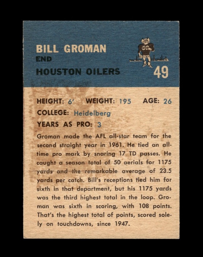 1962 Fleer Set-Break # 49 Bill Groman EX-EXMINT *GMCARDS* | eBay