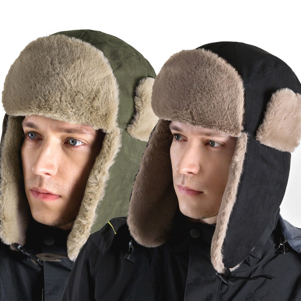 Women Men Winter Hat Russian Ushanka Aviator Hats Snow Eskimo Hat with ...
