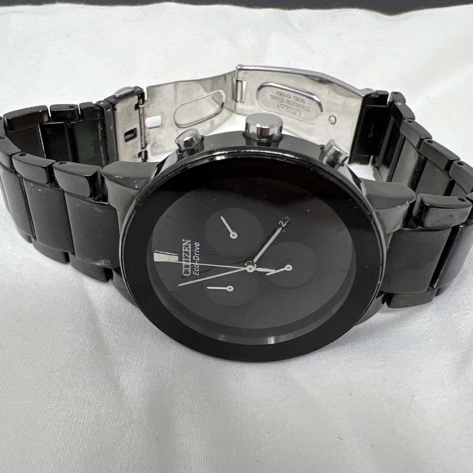 CITIZEN AXIOM MULTIFUNCTION BLACK DIAL ECO-DRIVE WATCH H504-S088914 ...