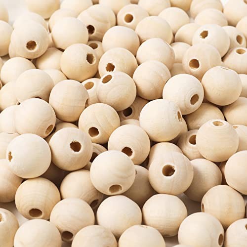 120pcs 16MM Wood Beads Natural Unfinished Round Wooden Loose Beads Wood ...