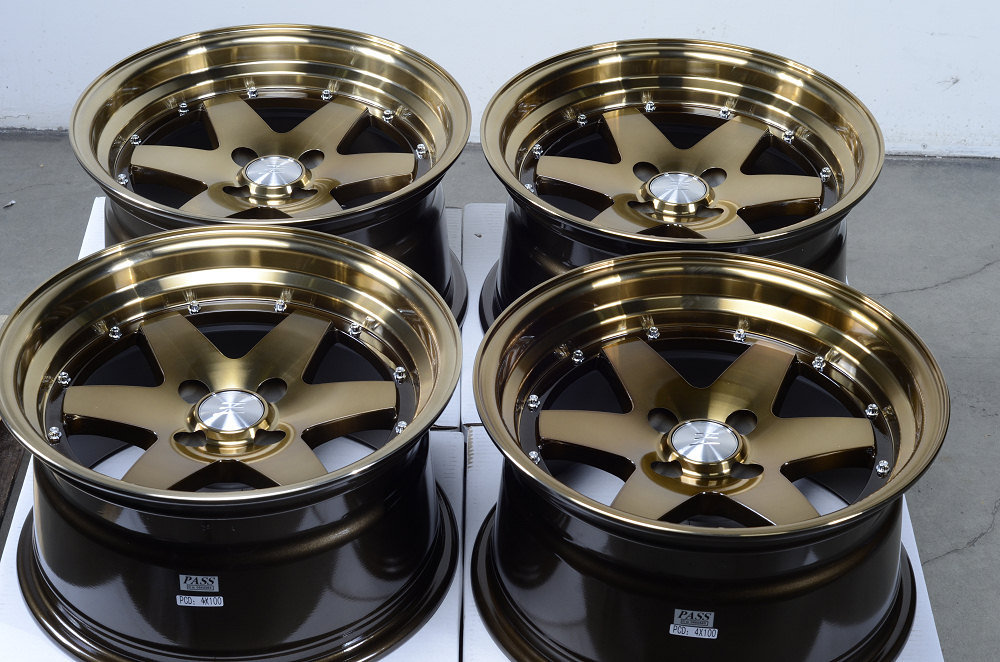 15x8 4x100 Bronze Rims Integra Lancer Jetta Scion XA XB 0 Low Offset ...