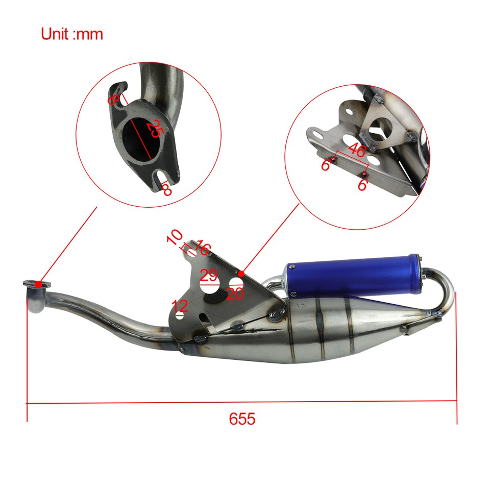 50CC Exhaust Muffler Pipe System Scooter Moped Racing For Yamaha Breeze ...