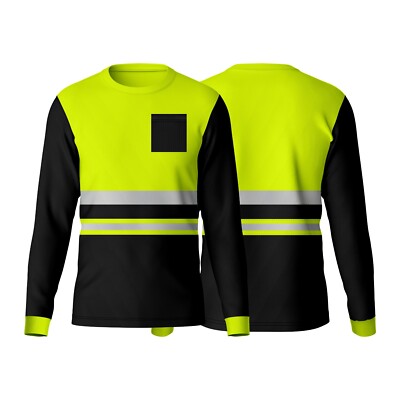 HI VIS LONG SLEVES T SHIRT HIGH VISIBILITY SECURITY REFLECTIVE TAPE ...