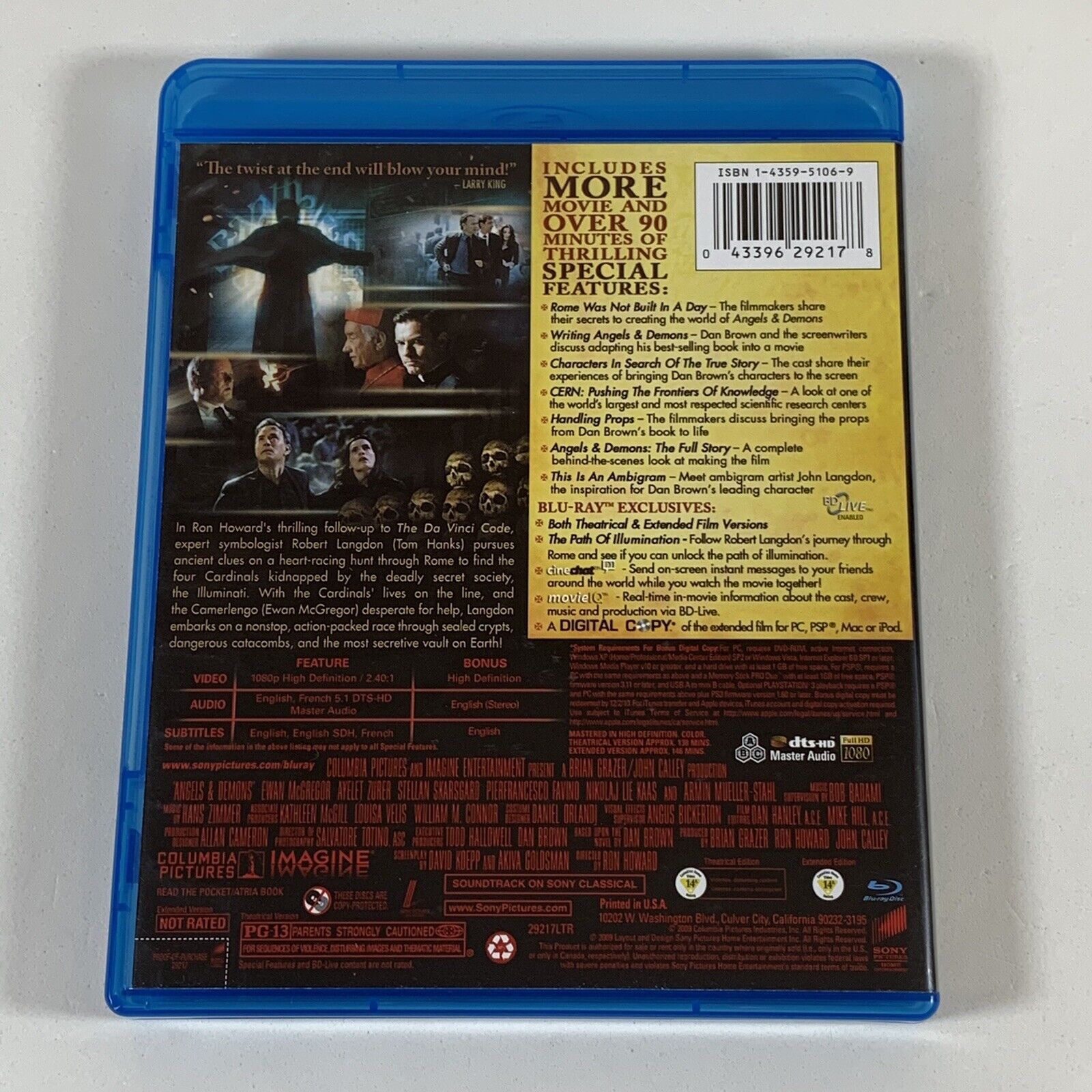 Angels And Demons Blu Ray 2 Disc Theatrical And Extended Edtiions Tom