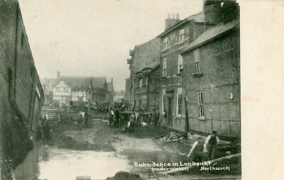 Northwich Subsidence in London Road (under water) , original PC 1905 ...