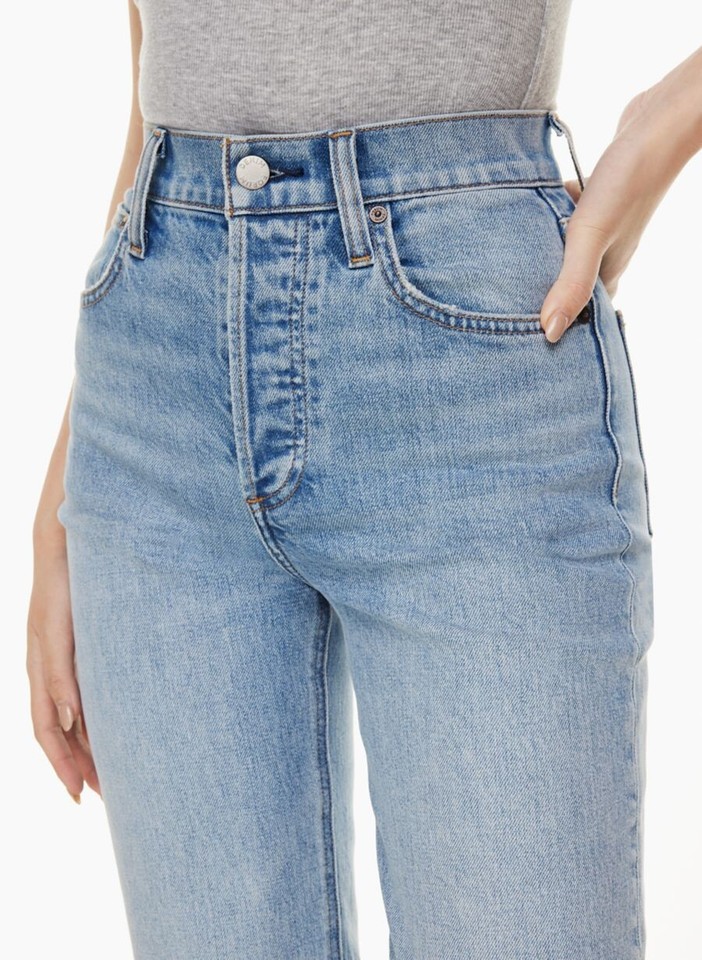 Aritzia Denim Forum Arlo High Rise Straight Jeans Sz 27 (Msr 27x27) Fray Button | eBay