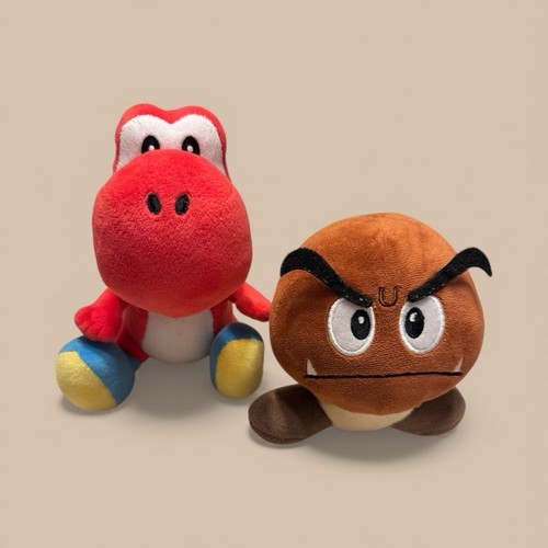 Nintendo Red Yoshi & Goomba Mario Bros Set of 2 Plush Stuffed ...