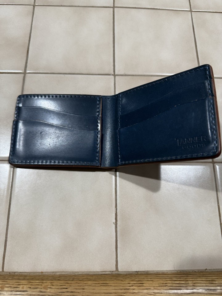 Tanner Goods Bifold Wallet - Made in USA - Navy Shell Cordovan | eBay