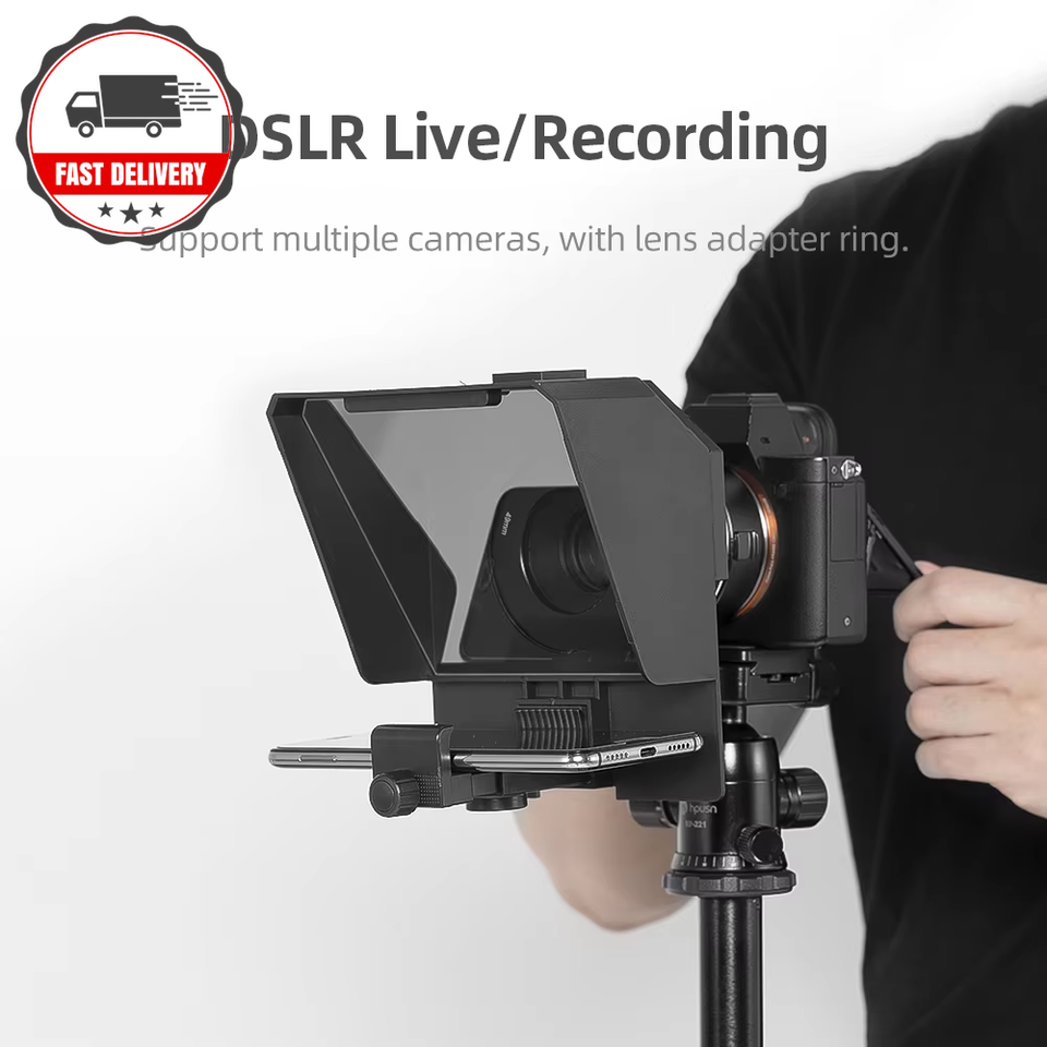 Ambitful Mini Teleprompter for Phone DSLR Recording Portable Script ...