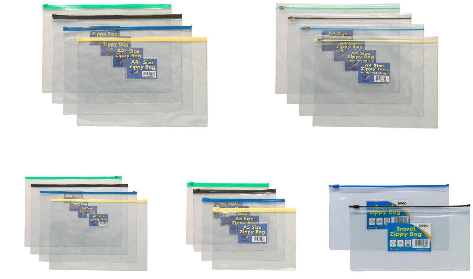 Pack of 5 Zippy Bags Plastic Document Zip Storage Folders School/Office ...