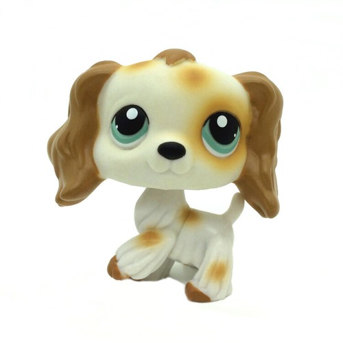 #344 Rare Littlest Pet Shop Cocker Spaniel Dog Tan White Blue Eyes LPS ...