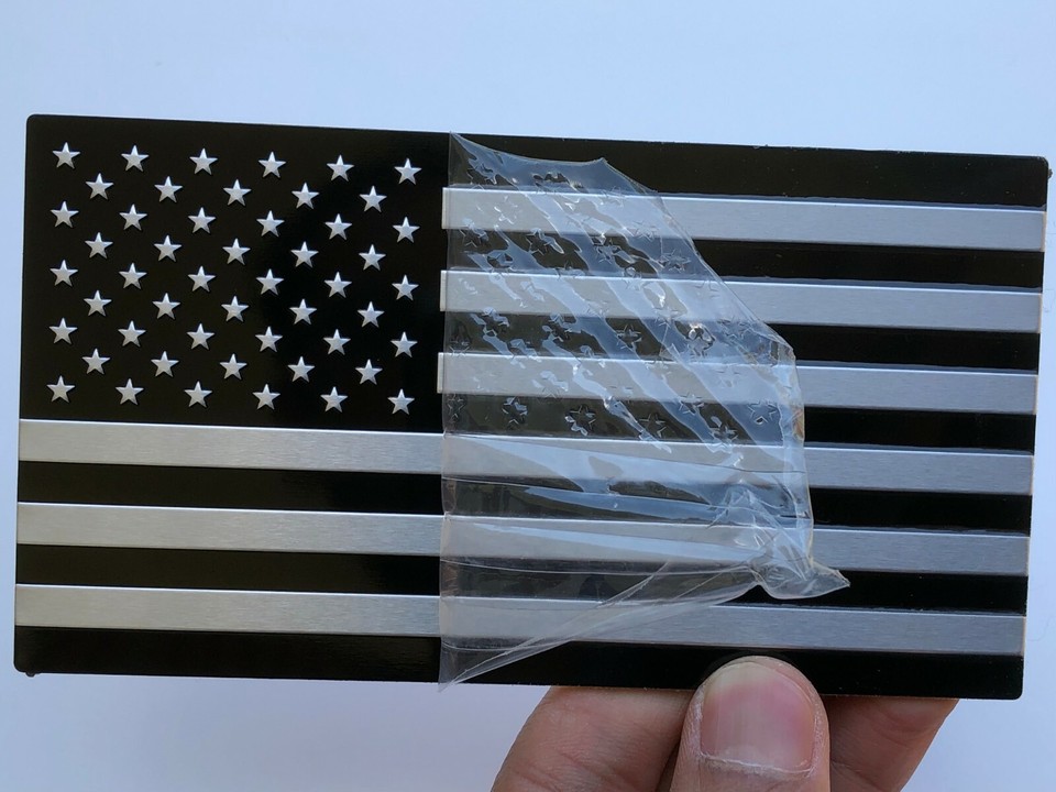 3D Metal MIRRORED US American Flag Sticker Decal Emblems SET (5" x 2.75 ...