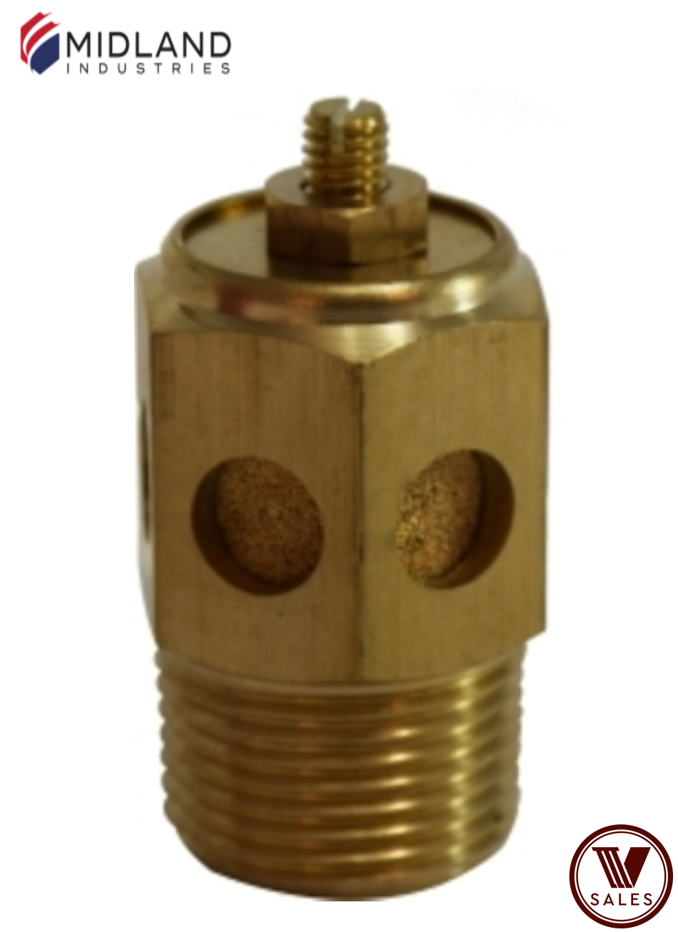 FACTORY NEW! Midland Metals 940804 Brass Speed Control Muffler 1/2" NPT ...