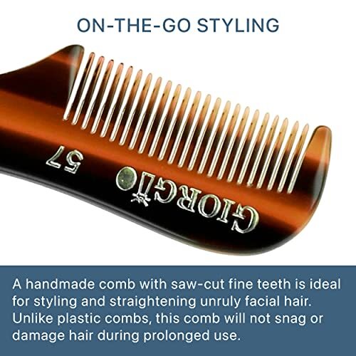 G57 Extra Small 2.75 Inch Men's Fine Toothed Beard and Mustache Comb ...