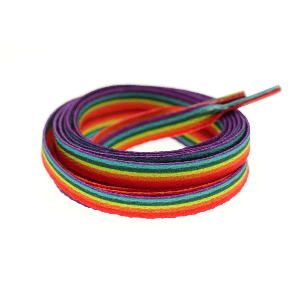 FLAT RAINBOW COLORFUL SHOELACES LACES FOR ALL SHOES STYLES | eBay