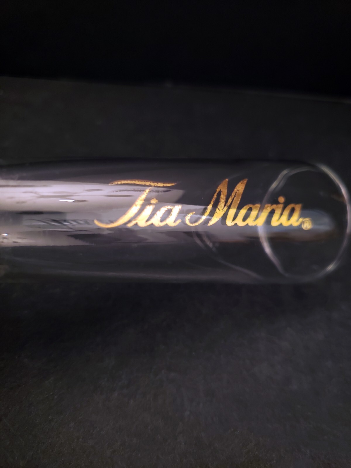 Tia Maria Shot Glass Long Gold Script Barware Footed Vintage | eBay