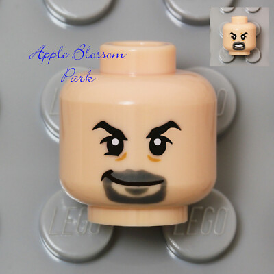 NEW Lego Light Flesh Minifig HEAD - Male w/Gray Goatee Beard Black ...