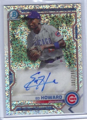 ED HOWARD 2021 BOWMAN CHROME WHITE SPECKLE REFRACTOR PROSPECT AUTO #D ...