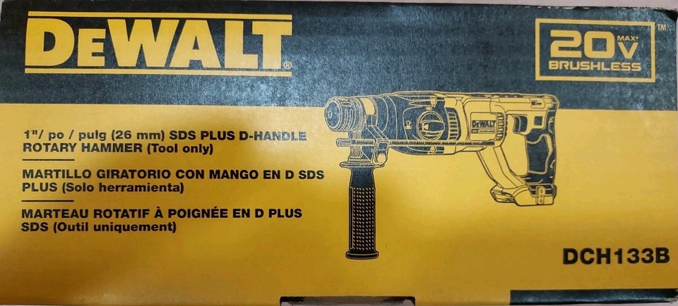 New Dewalt DCH133 20V Cordless Brushless 1 in SDS Concrete Masonry ...
