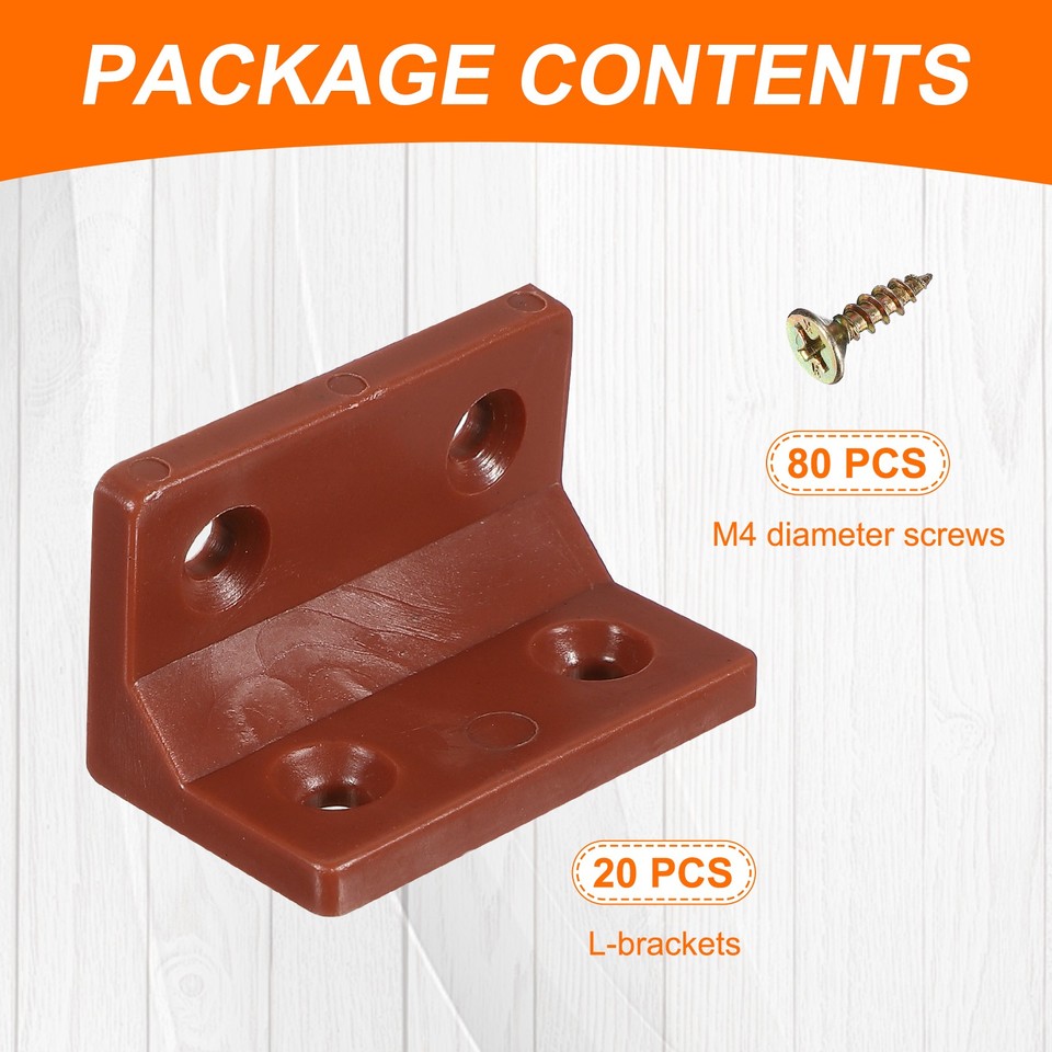 20pcs Plastic l Brackets Corner Bracket Large Square Corner Brace Brown ...