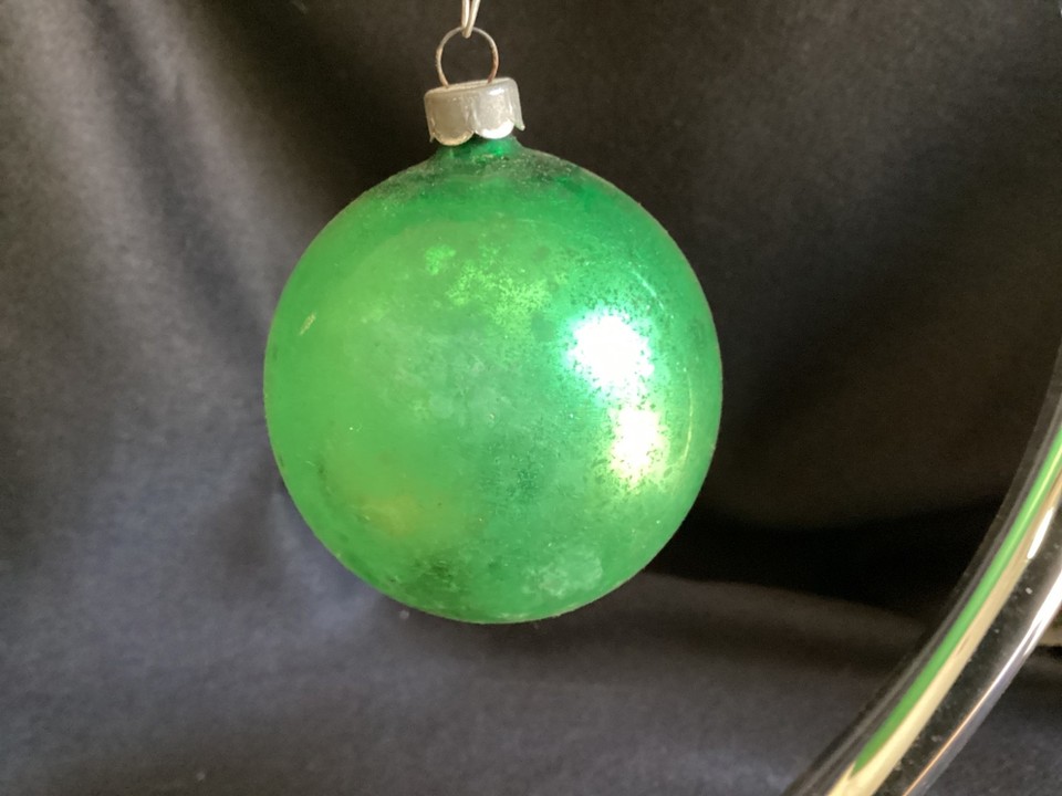 Vintage Japan Green Glass Candy Cane & Holly Diorama Ornament | eBay