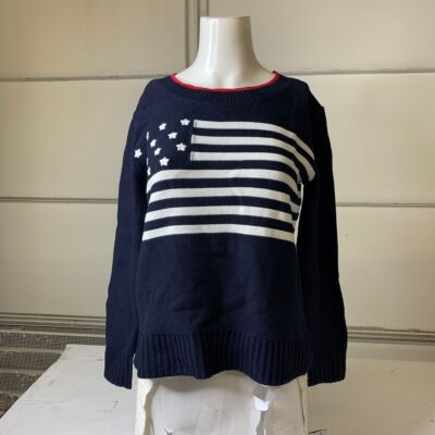 Talbots Flag Long Sleeve Crewneck Sweater Women's Size PS Navy | eBay