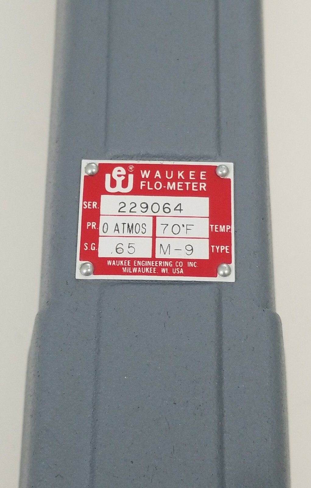 *NEW NO BOX* WAUKEE ENGINEERING FLO-METER M-9 S.G. .65, PR. 0 ATMOS 70 ...