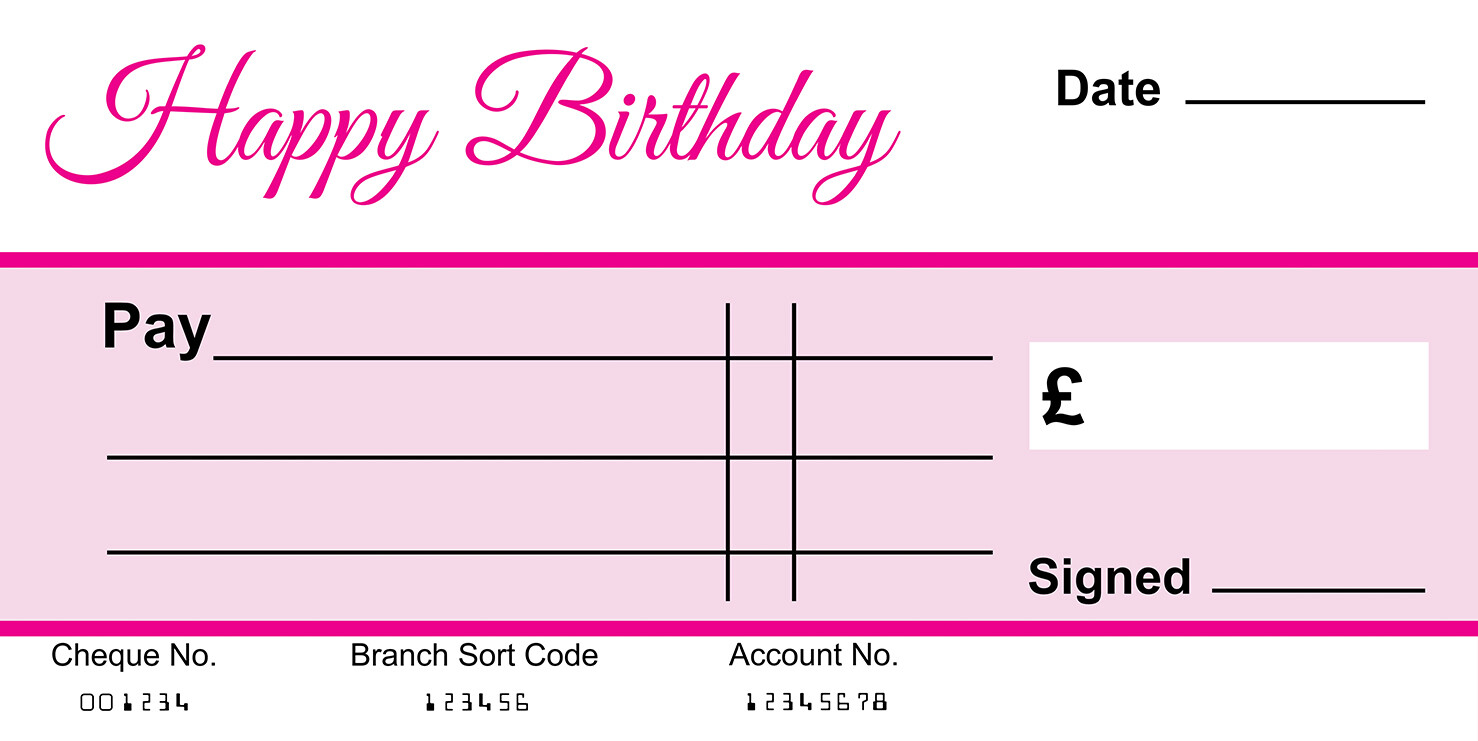 Extra Large BLANK Cheque Check Presentation Gift Birthday Present ...