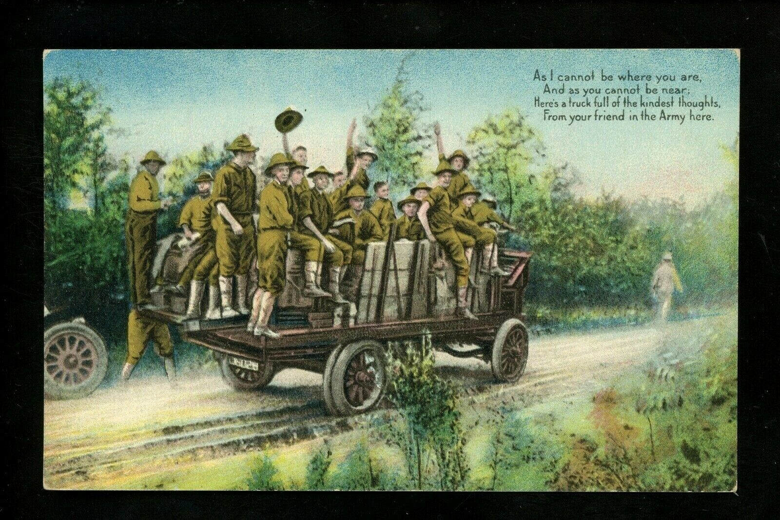 Military postcard WWI Army soldiers on truck poem Army Series #3 ...
