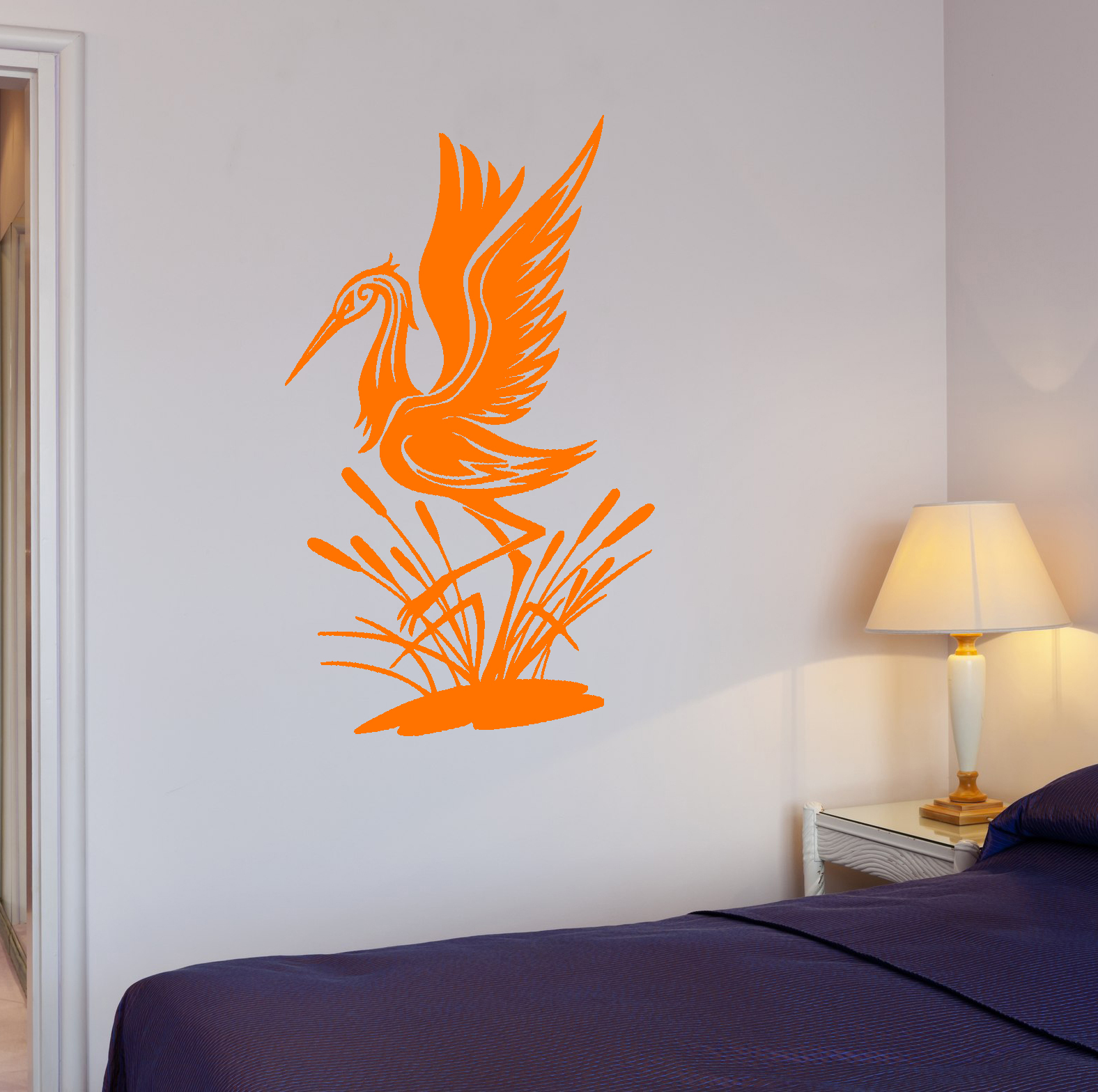 Wall Stickers Heron Marsh Nature Animals Bird Art Mural Vinyl Decal ...